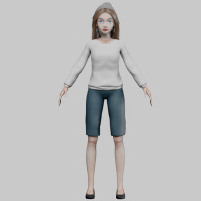 Basic Cartoon Girl V35052 - 3D Model by nickianimations