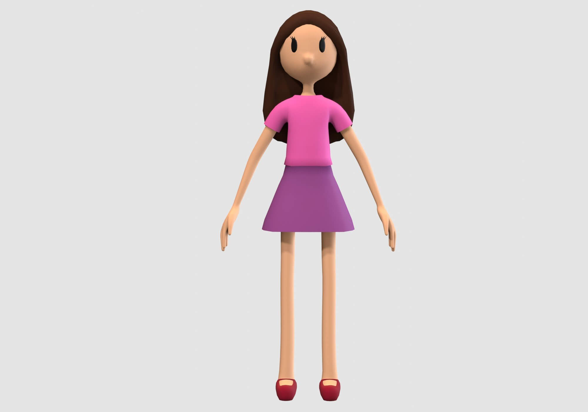 Basic Cartoon Girl - 3D Model by nickianimations