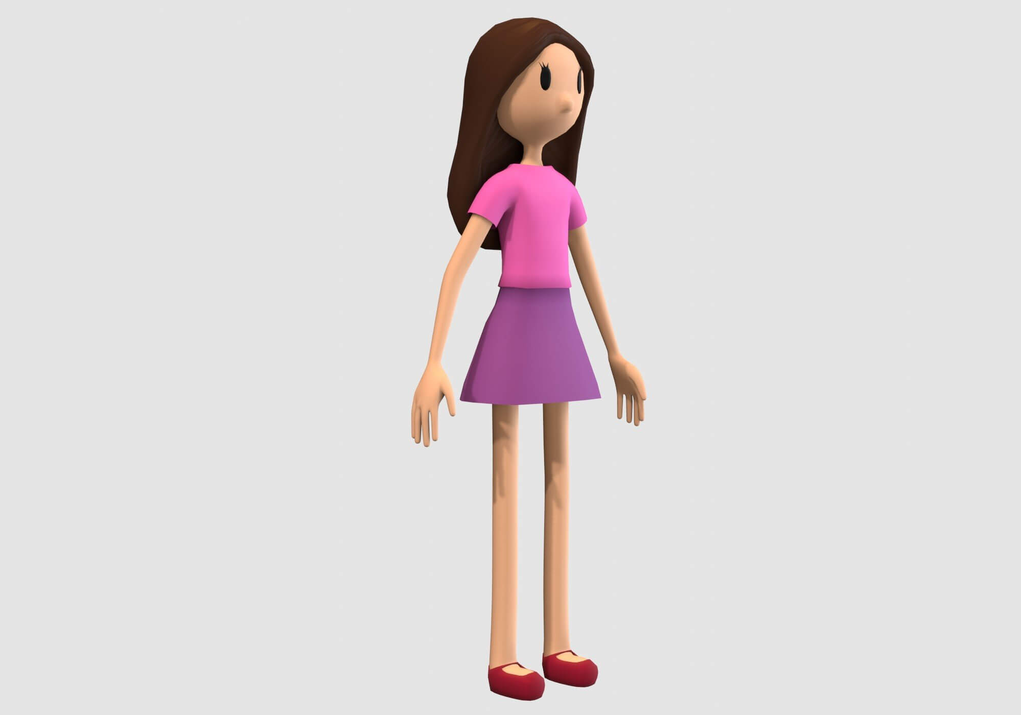 Basic Cartoon Girl - 3D Model by nickianimations
