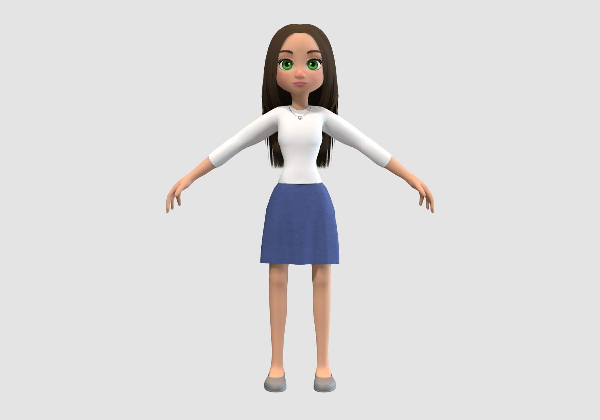 Basic Cartoon Girl - 3D Model by nickianimations