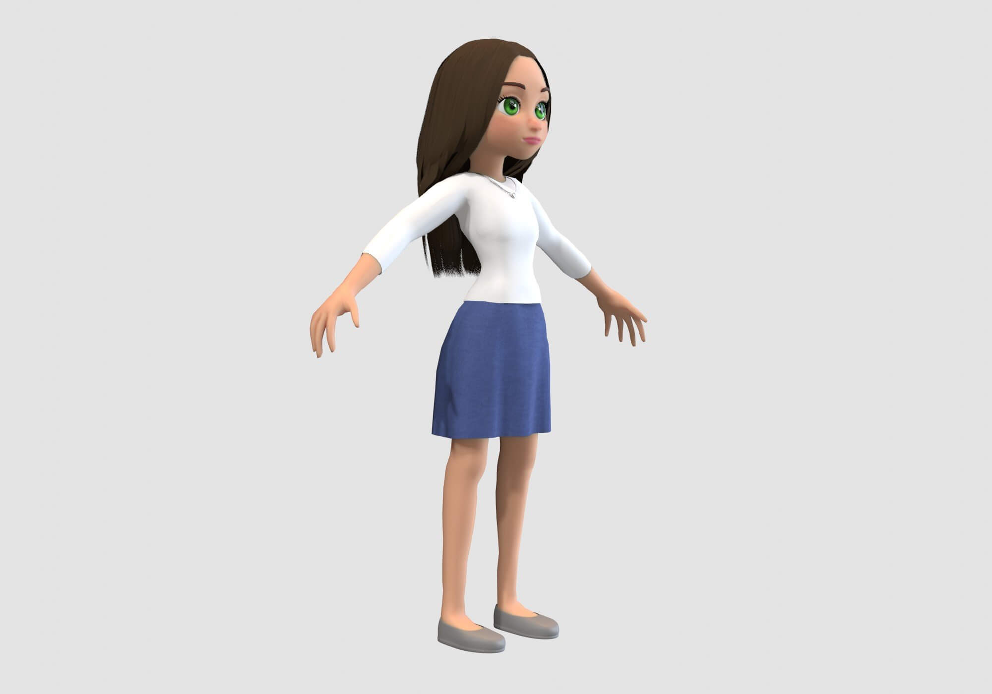Basic Cartoon Girl - 3D Model by nickianimations
