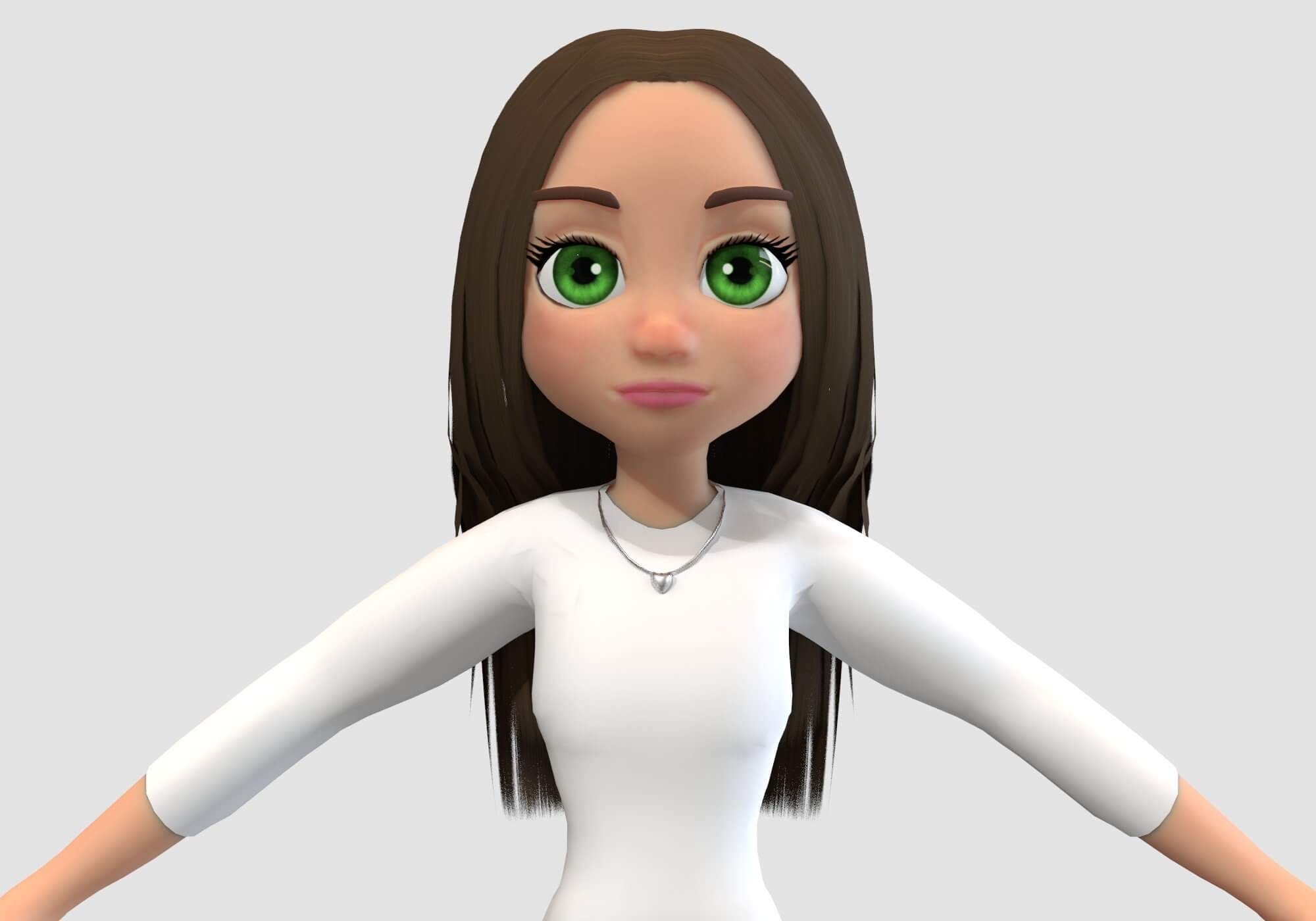 Basic Cartoon Girl - 3D Model by nickianimations