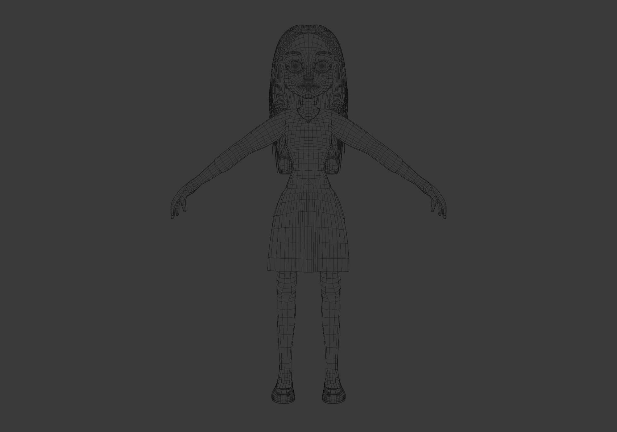 Basic Cartoon Girl - 3D Model by nickianimations