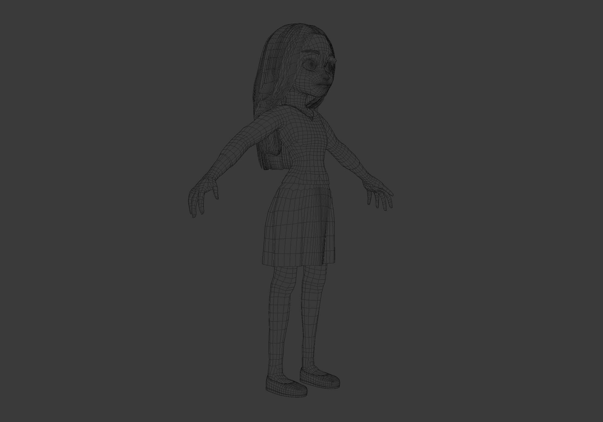 Basic Cartoon Girl - 3D Model by nickianimations