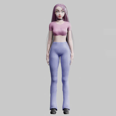 Basic Cute Woman V27737 - 3D Model by nickianimations