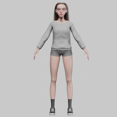 Basic Cute Woman V31613 - 3D Model by nickianimations