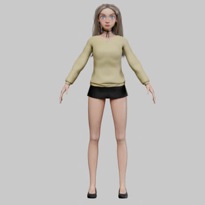 Beautiful Cartoon Girl V30709 - 3D Model by nickianimations