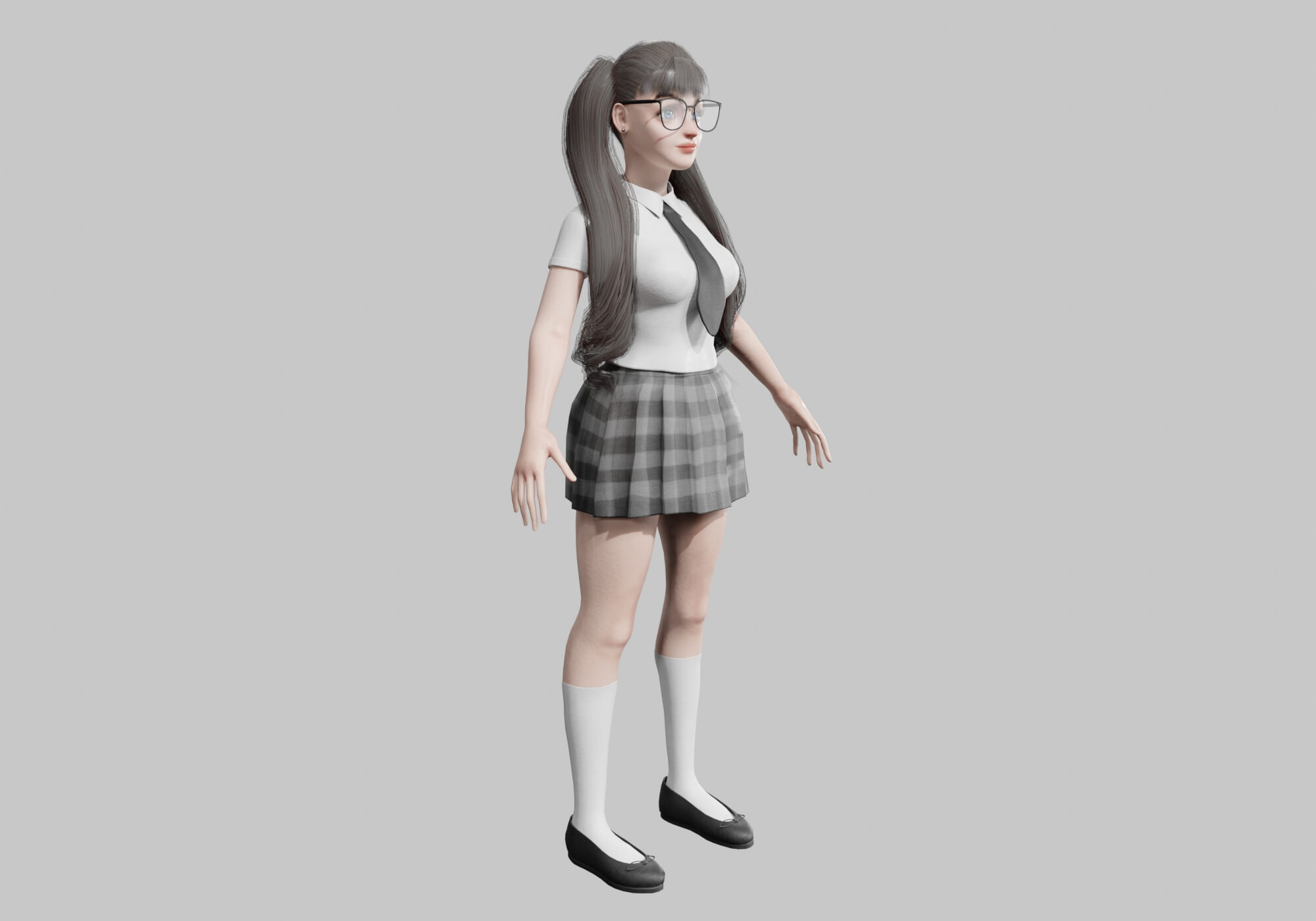 Beautiful School Woman V30057 - 3D Model by nickianimations