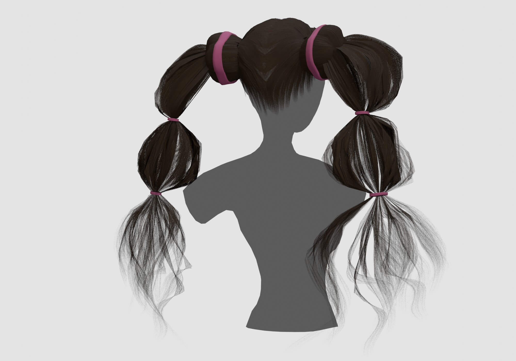Big Ponytails Hairstyle - 3D Model by nickianimations