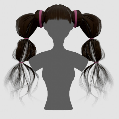 Big Ponytails Hairstyle - 3D Model by nickianimations
