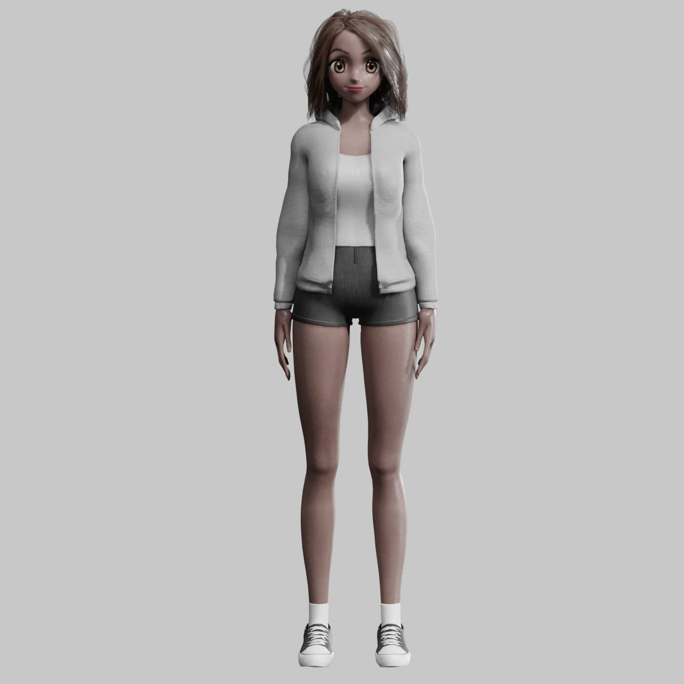 Black Anime Girl V35772 3d Model By Nickianimations