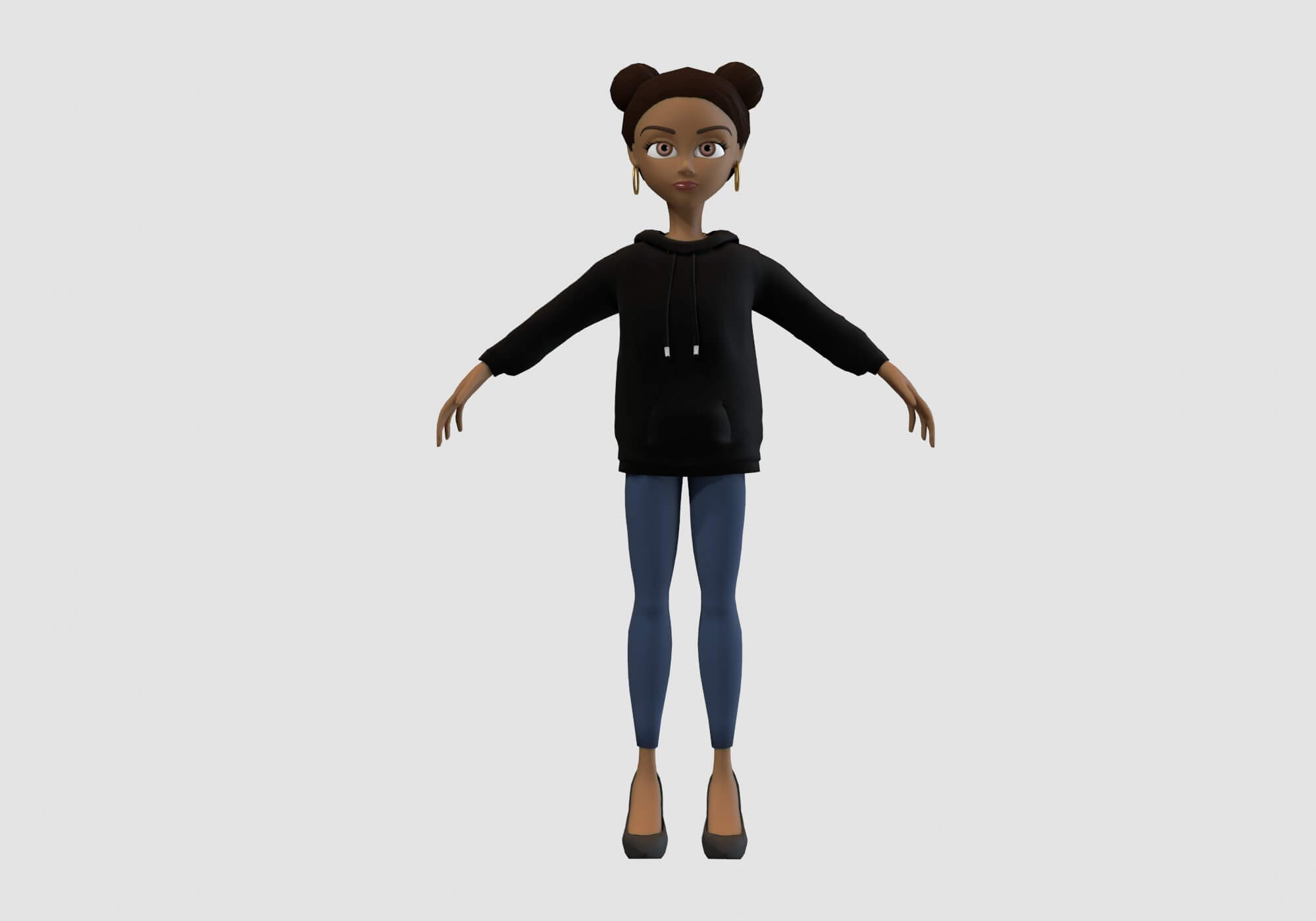 Black Cartoon Girl - 3D Model by nickianimations