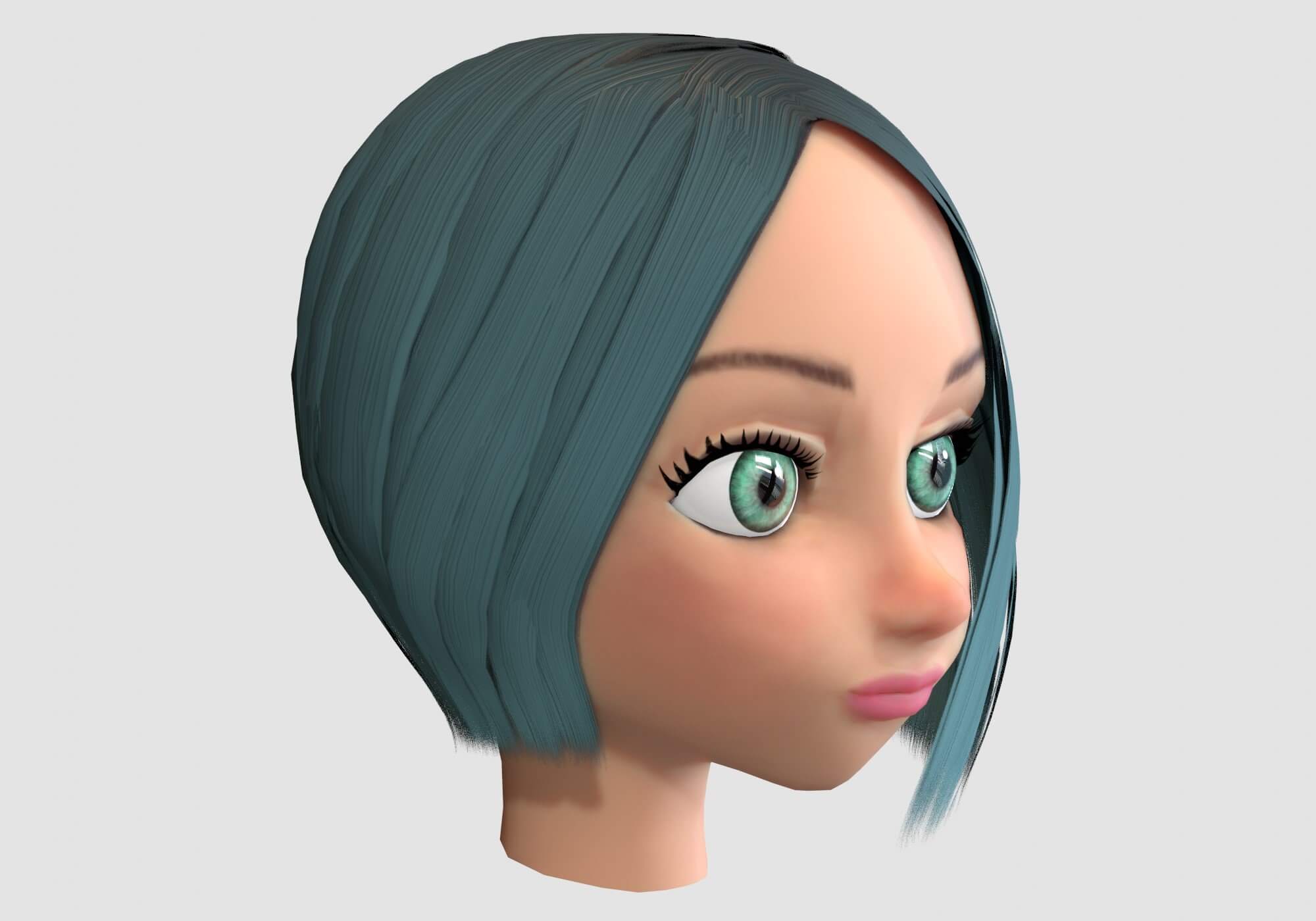 Blue Female Hair - 3D Model by nickianimations