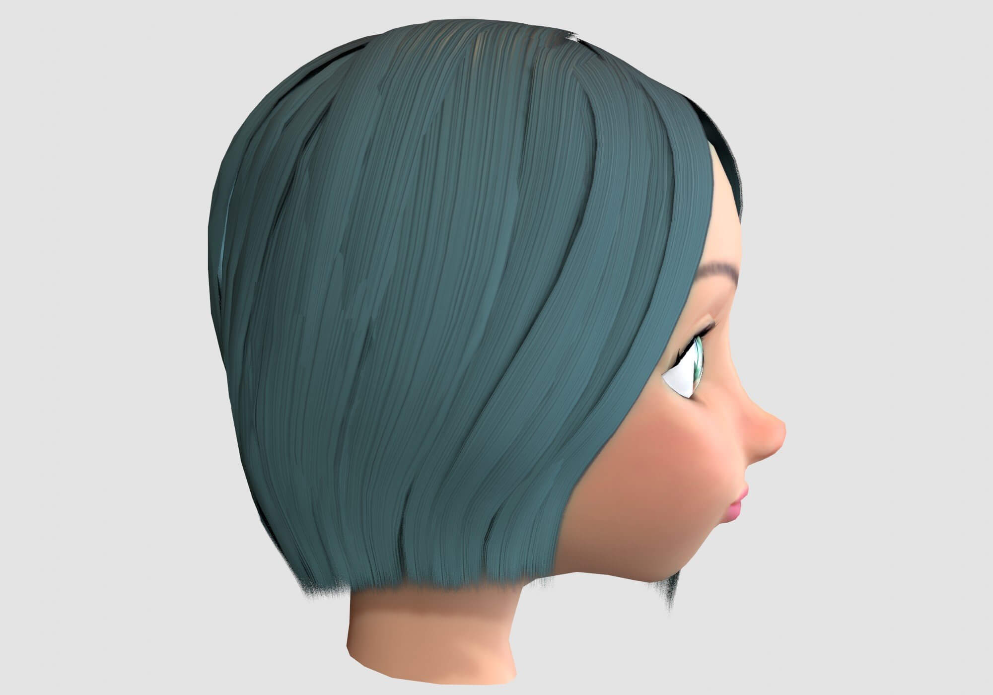 Blue Female Hair - 3D Model by nickianimations