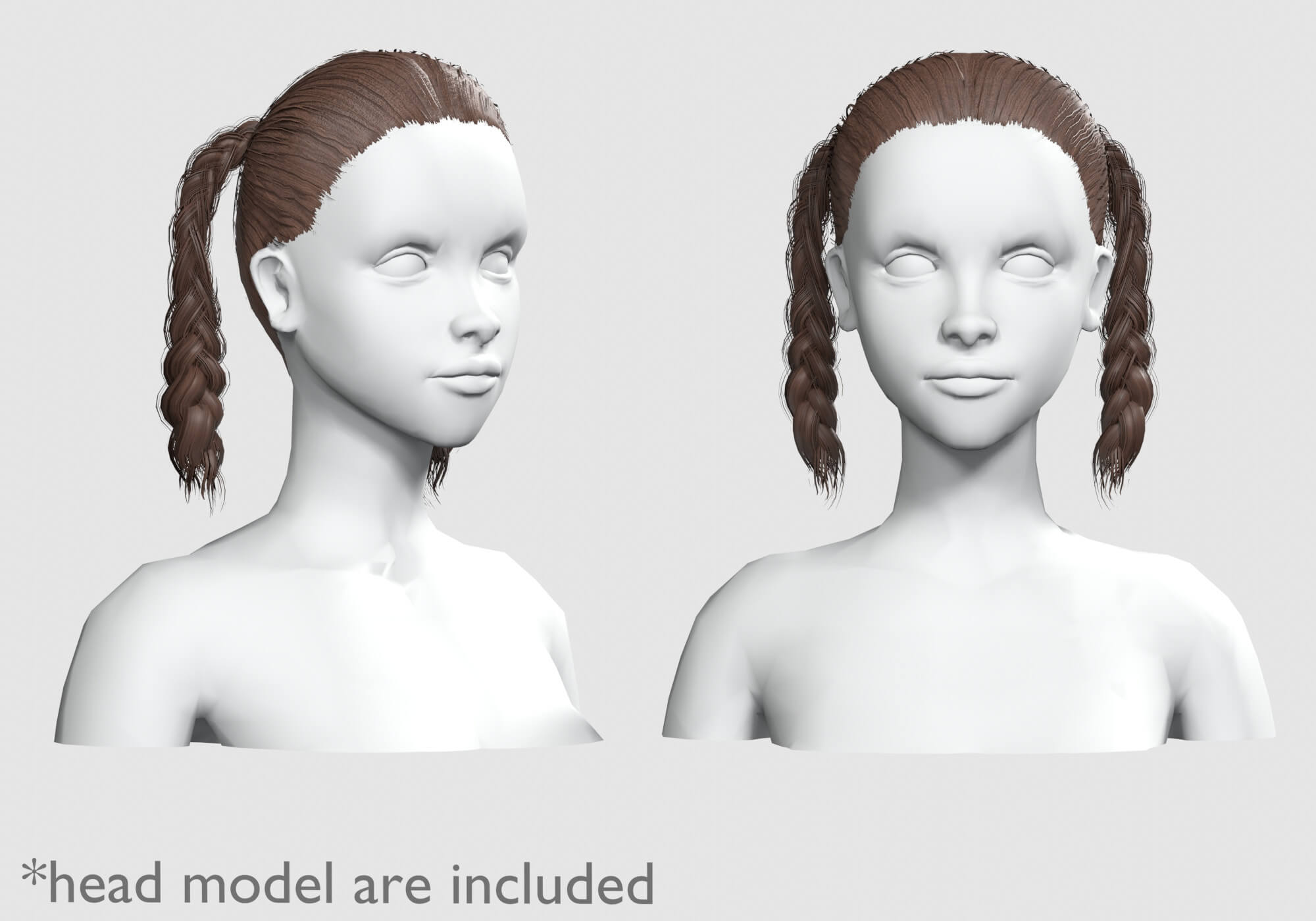 Braids Pigtails Hairstyle V8748 - 3D Model by nickianimations