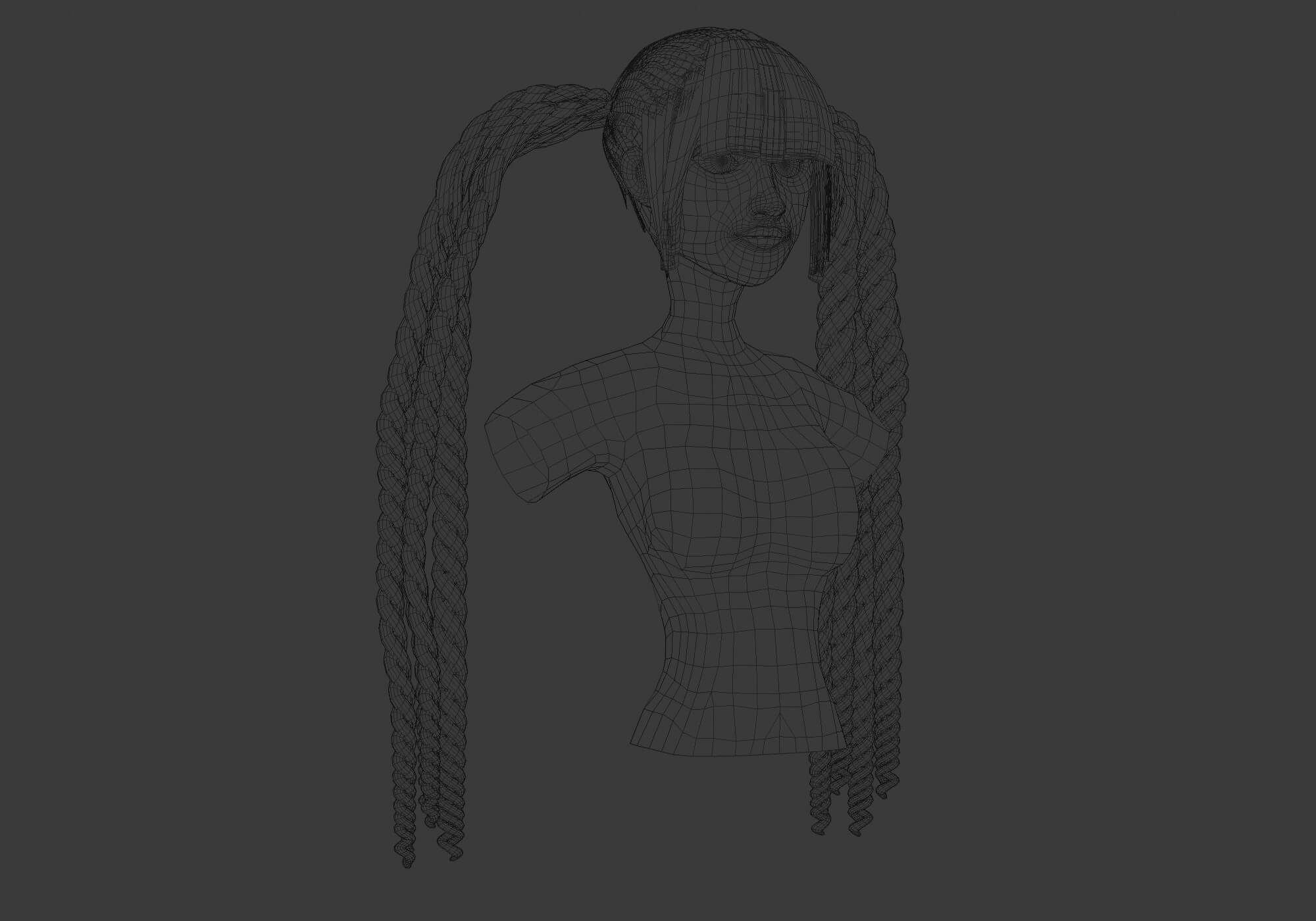 Braids Ponytails Hairstyle - 3D Model by nickianimations
