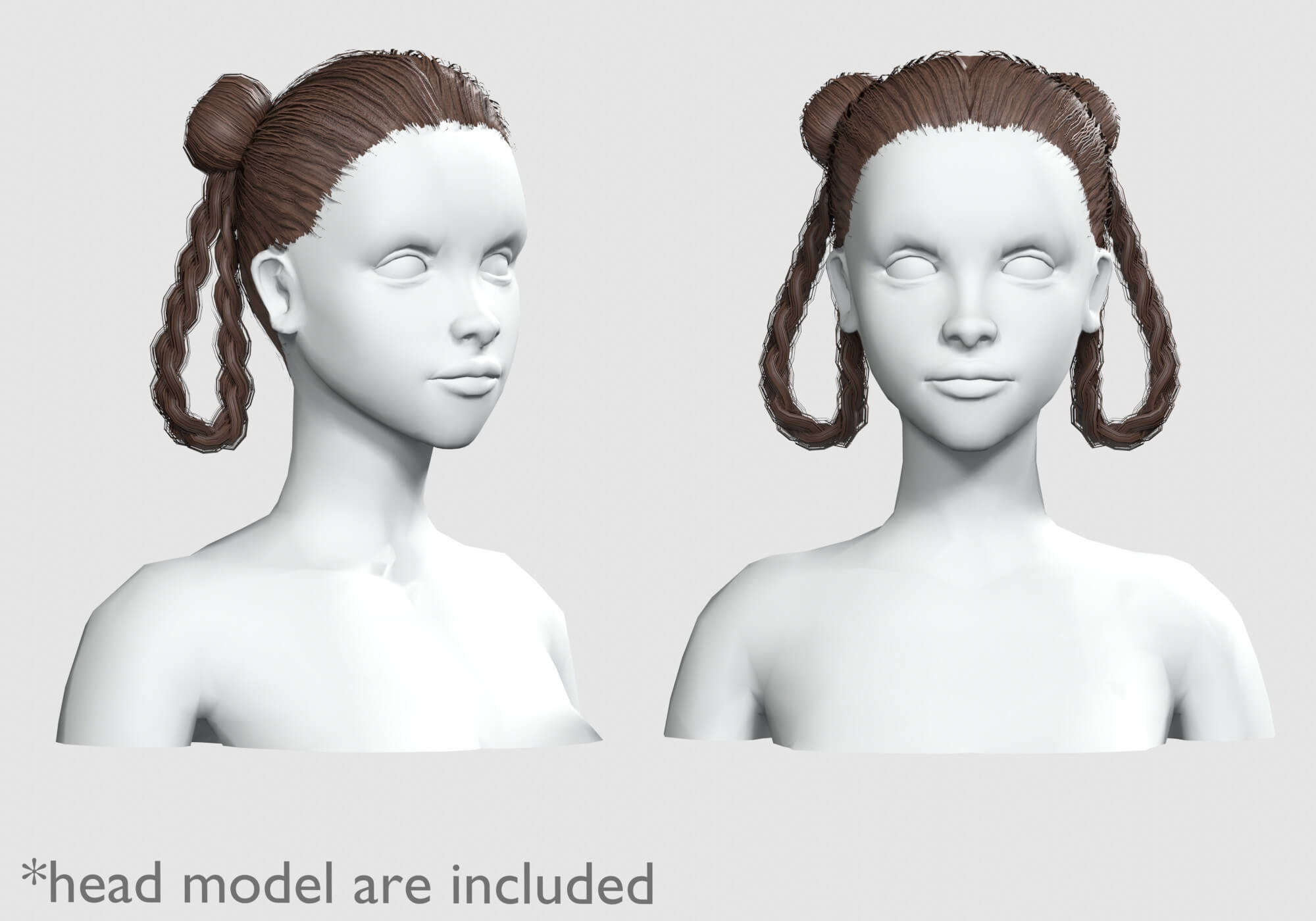 Bun Braids Hairstyle V10015 - 3D Model by nickianimations