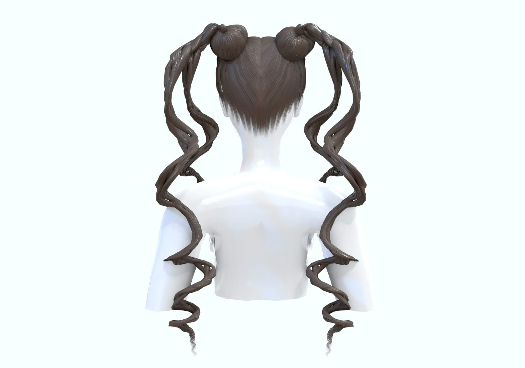 Bun Pigtails Hairstyle v40132 - 3D Model by nickianimations