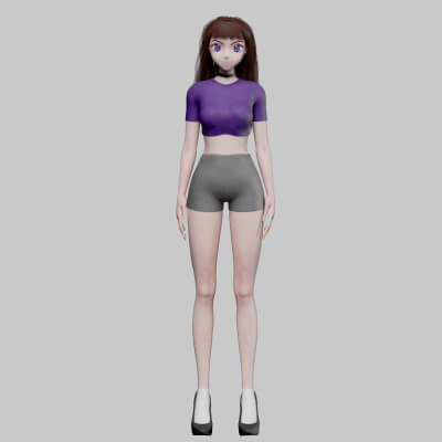 Cartoon Anime Girl V31721 - 3D Model by nickianimations