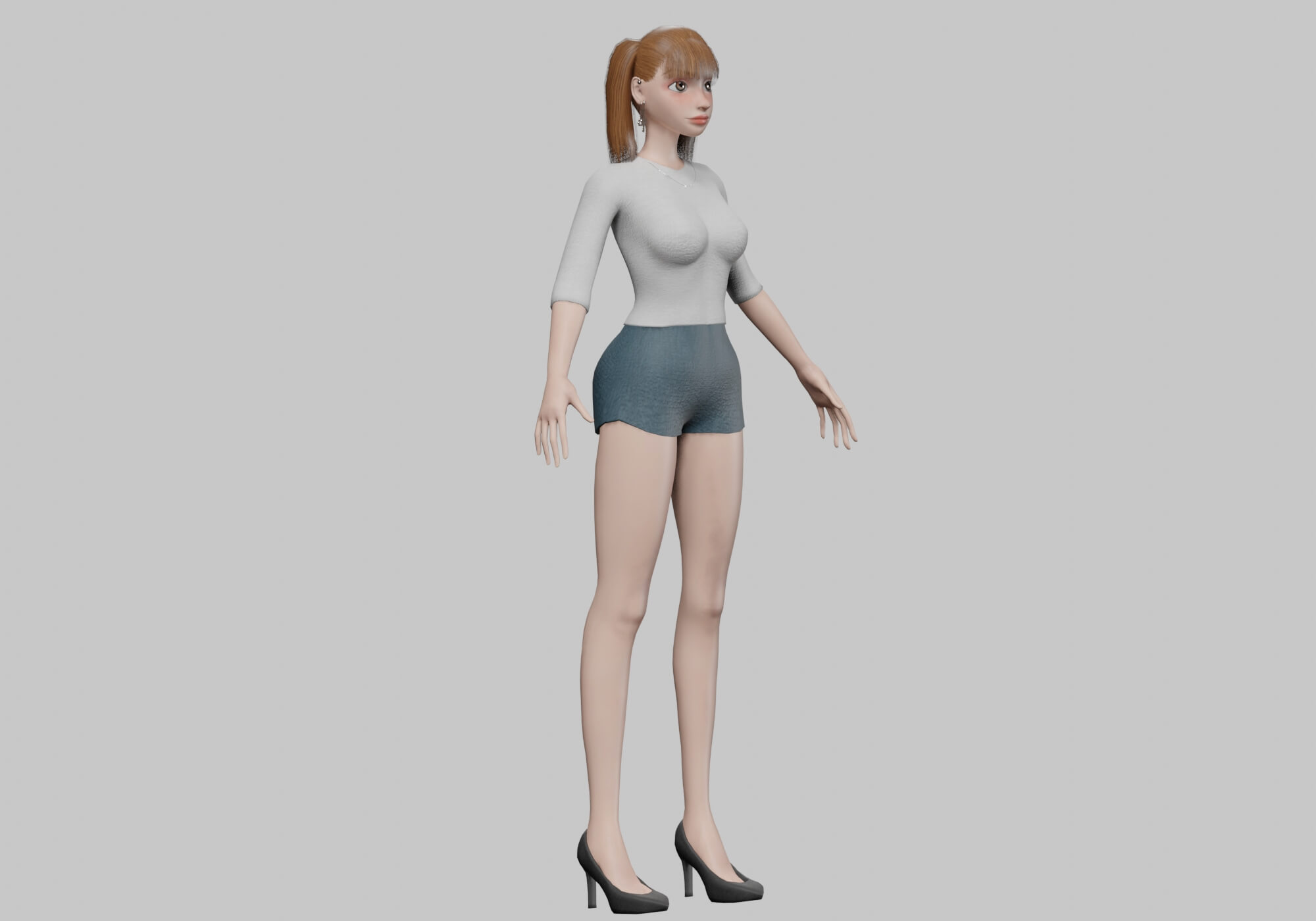 Cartoon Basic Girl V22956 - 3D Model by nickianimations