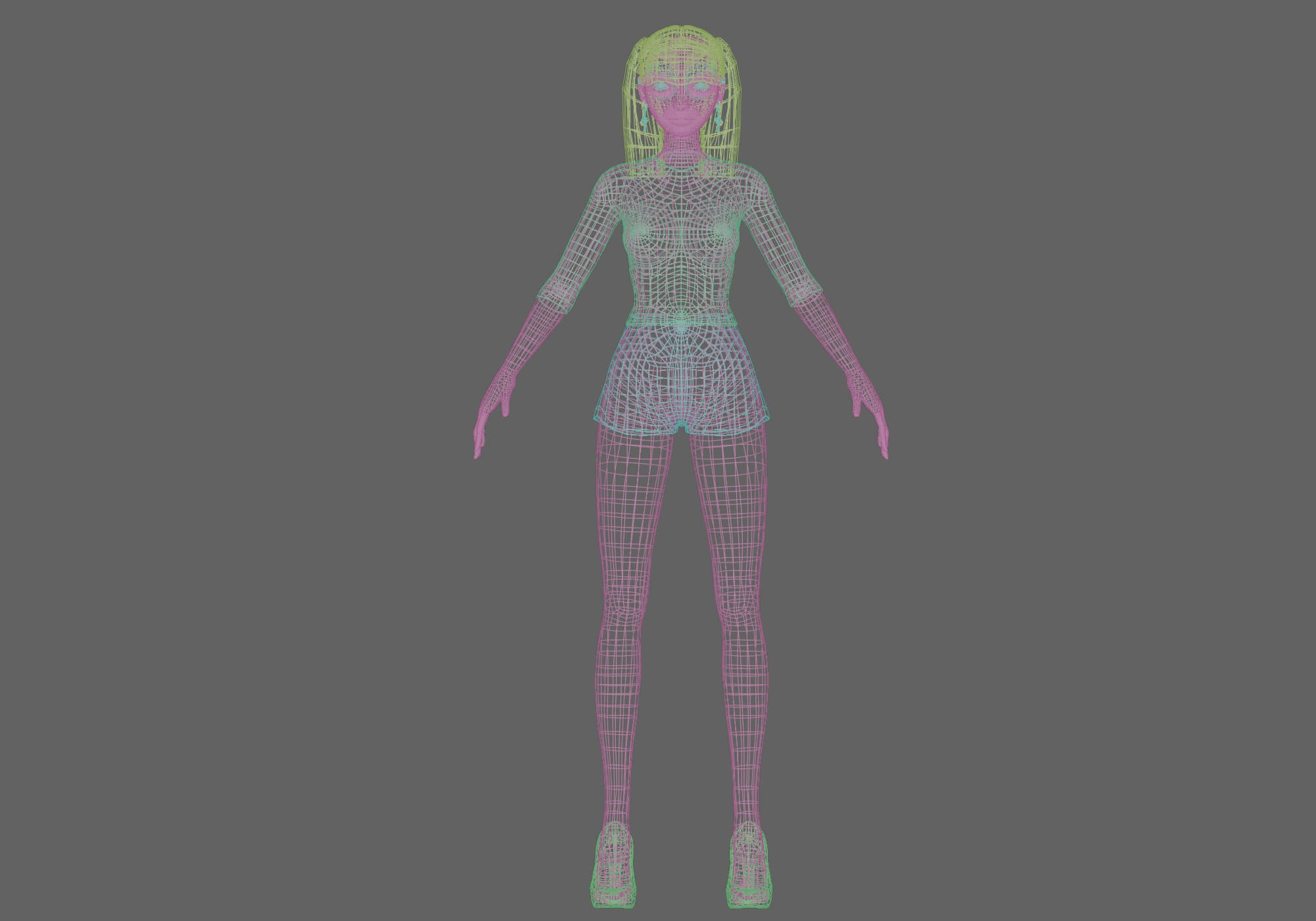 Cartoon Basic Girl V22956 - 3D Model by nickianimations