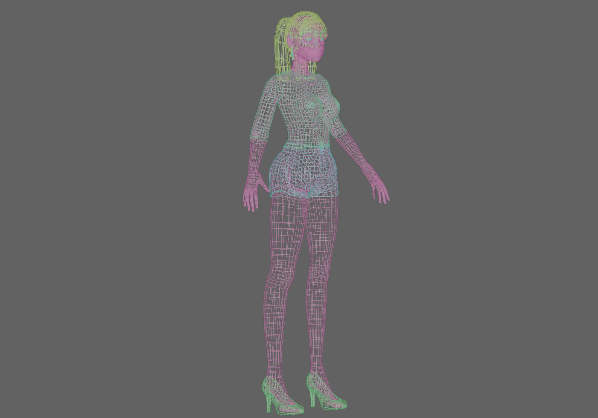 Cartoon Basic Girl V22956 - 3D Model by nickianimations