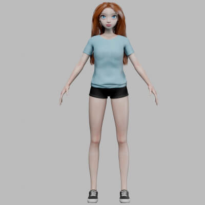 Cartoon Basic Girl V32684 - 3D Model by nickianimations