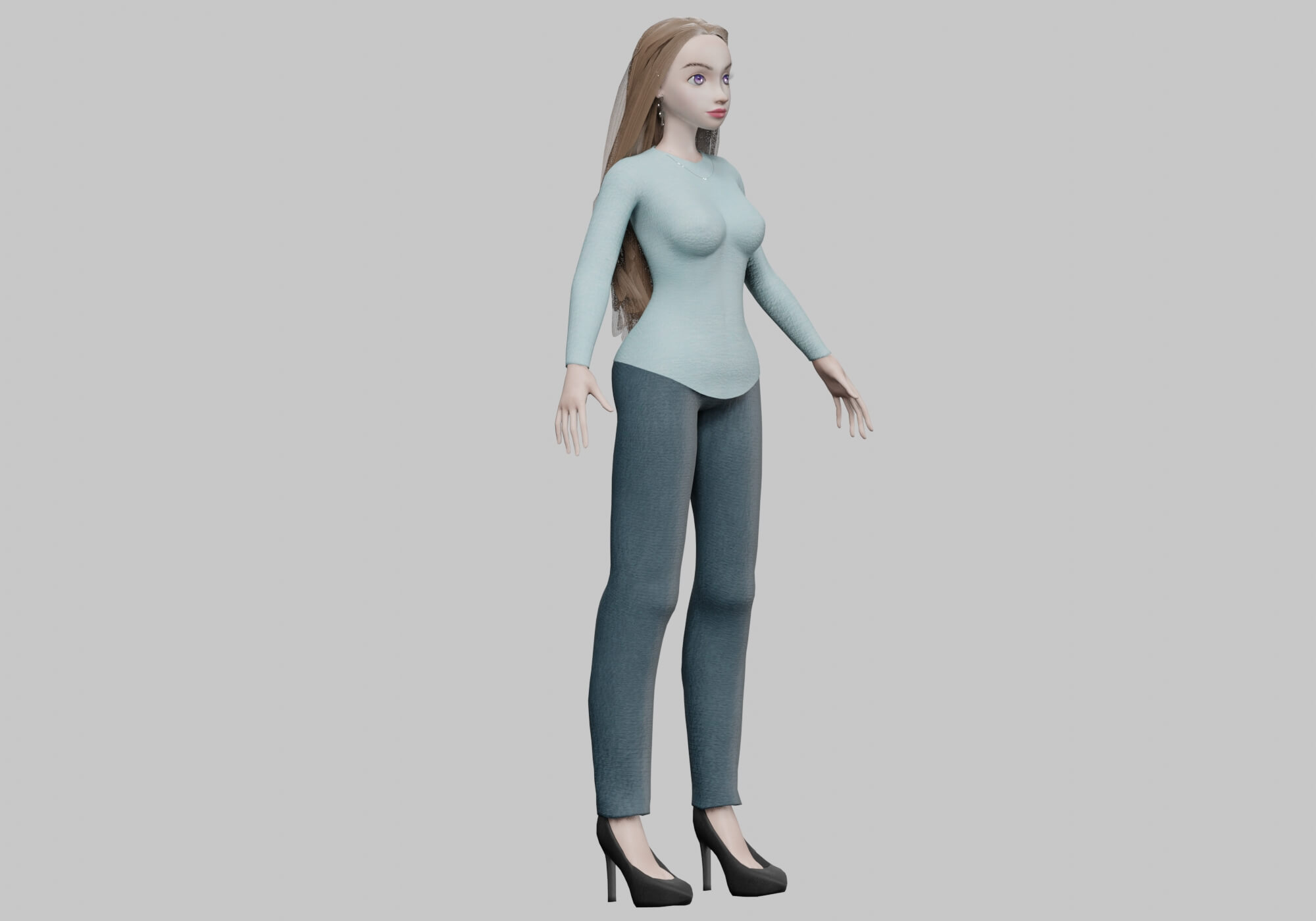 Cartoon Basic Girl V33737 - 3D Model by nickianimations