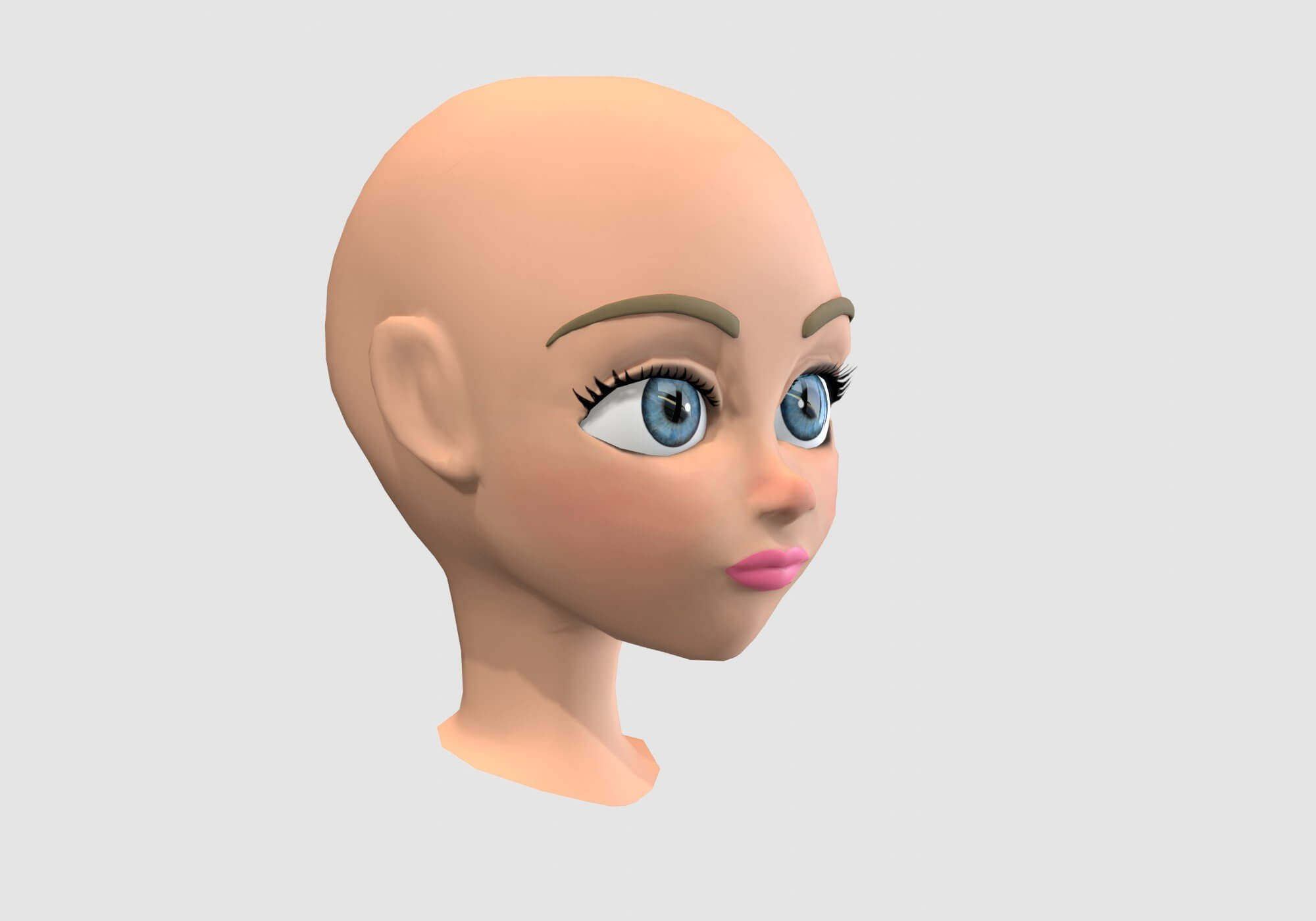 Cartoon Female Head - 3D Model by nickianimations