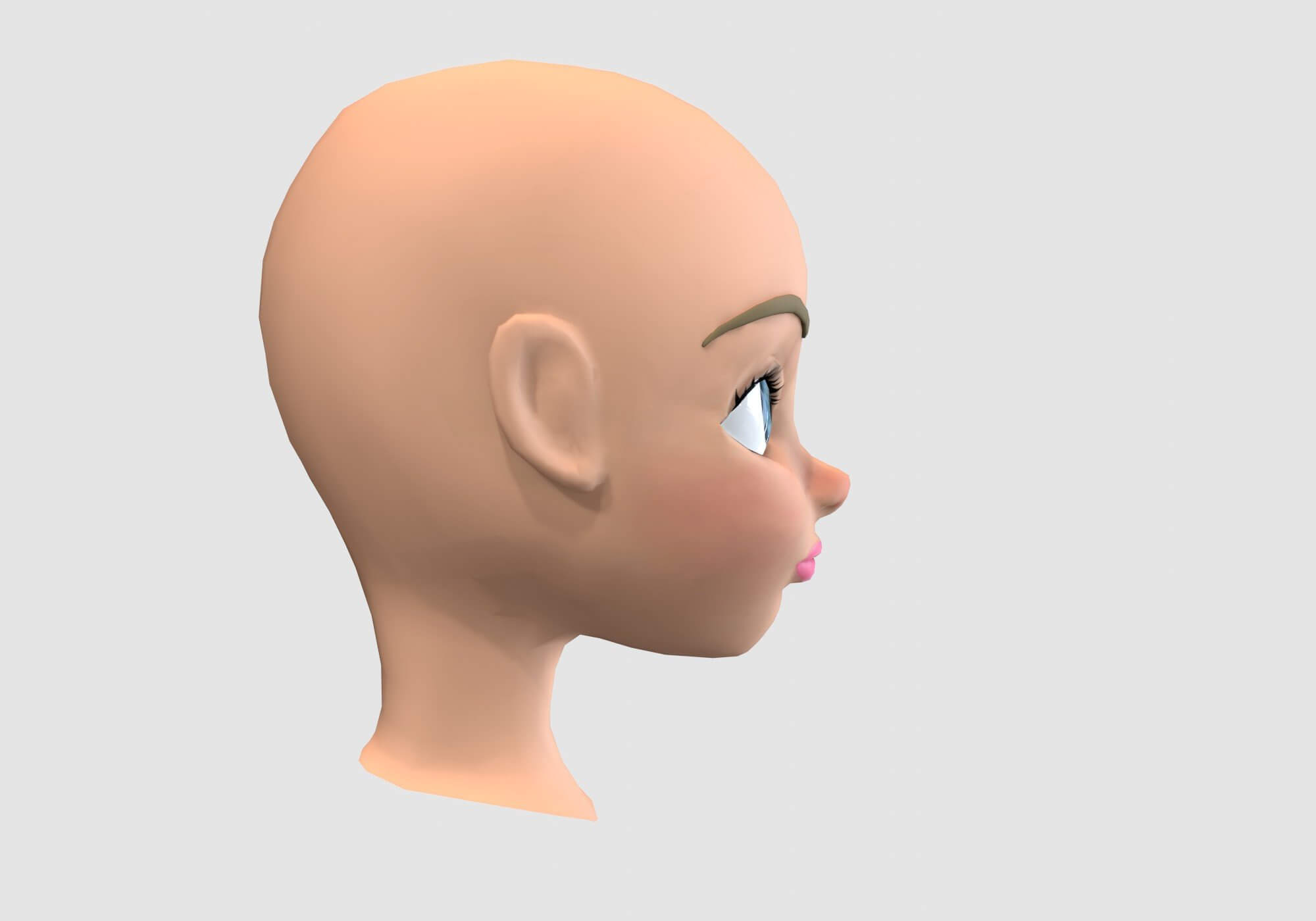 Cartoon Female Head - 3D Model by nickianimations