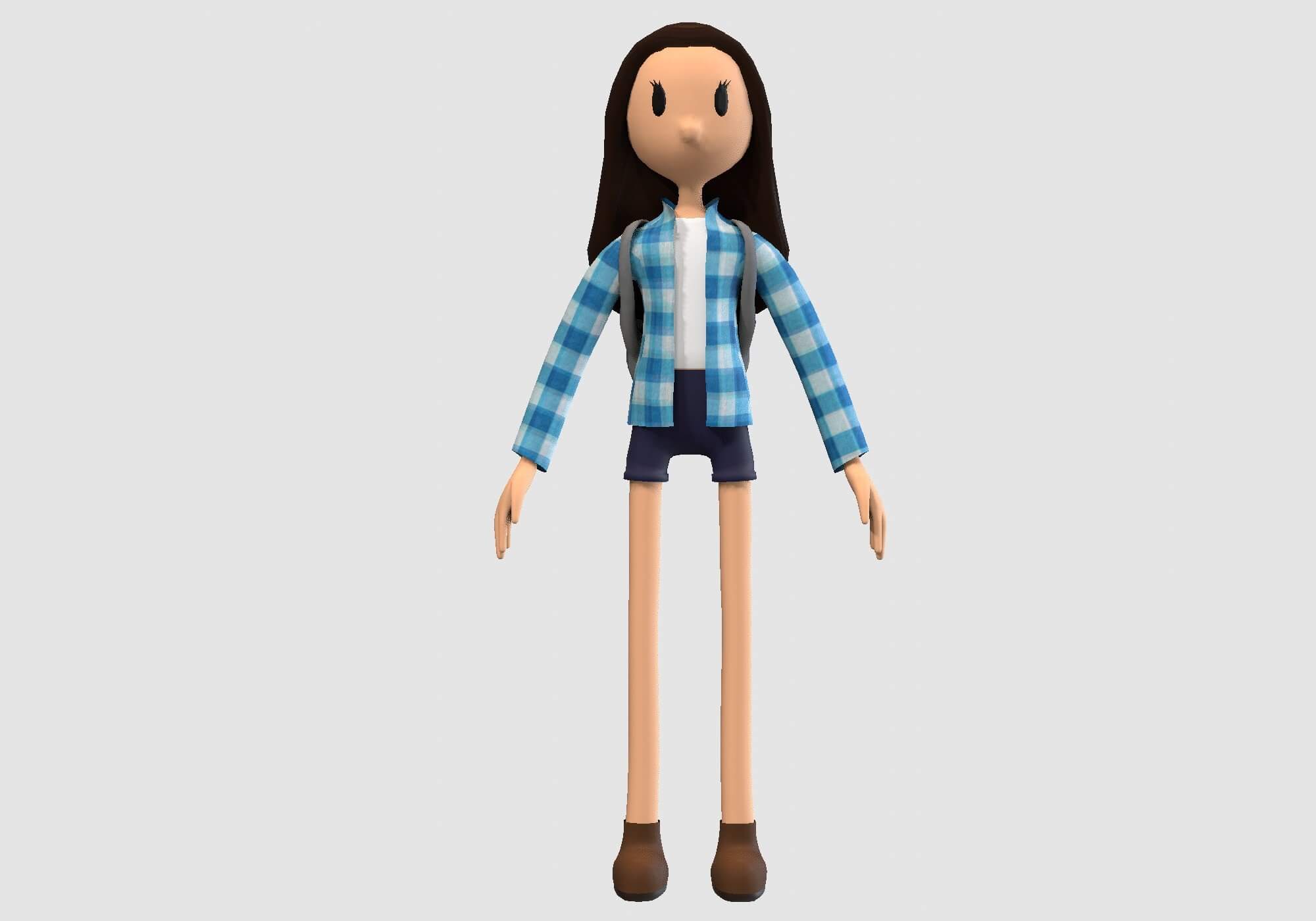 Cartoon Female Student - 3D Model by nickianimations