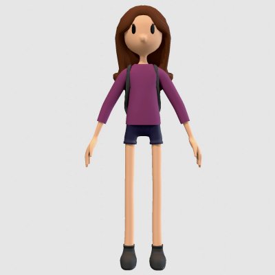 Cartoon School Girl - 3D Model by nickianimations