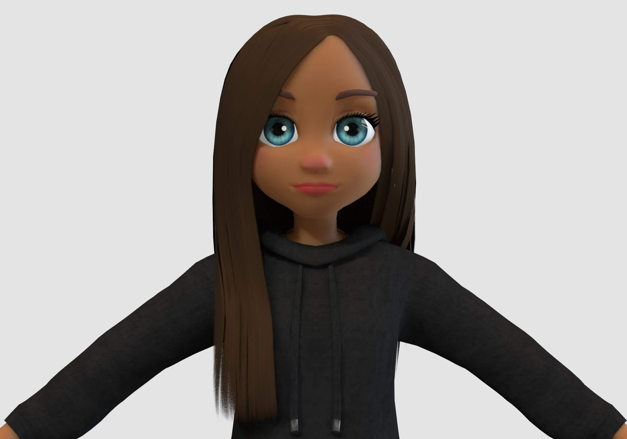 Chic Cartoon Girl - 3D Model by nickianimations