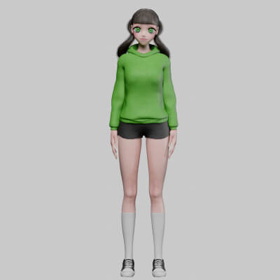 Cool Basic Girl V28060 - 3D Model by nickianimations