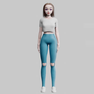 Cool Cute Woman V22065 - 3D Model by nickianimations