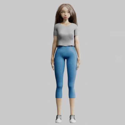 Cool Cute Woman V33894 - 3D Model by nickianimations