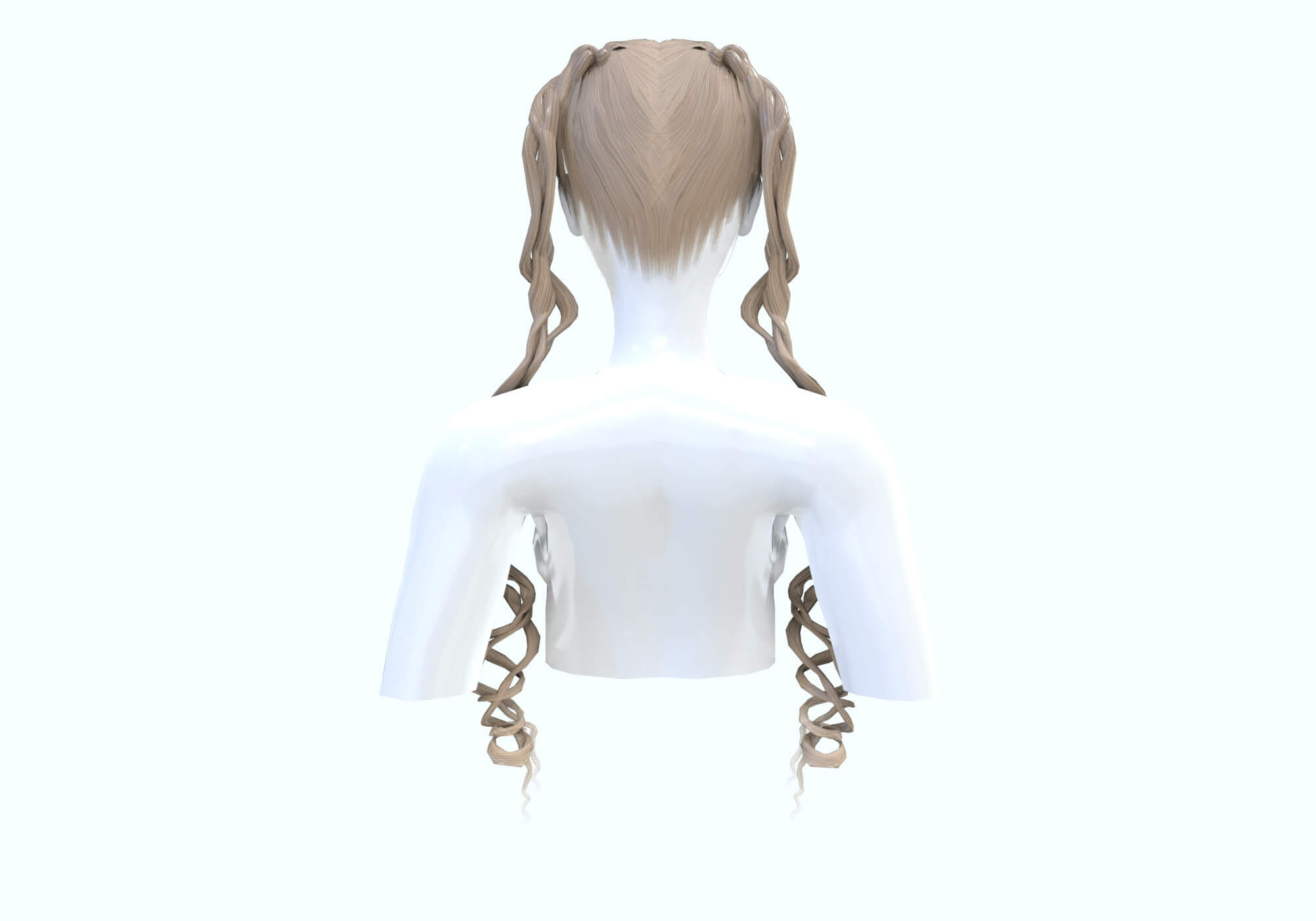 Curly Pigtails Hairstyle v20954 - 3D Model by nickianimations