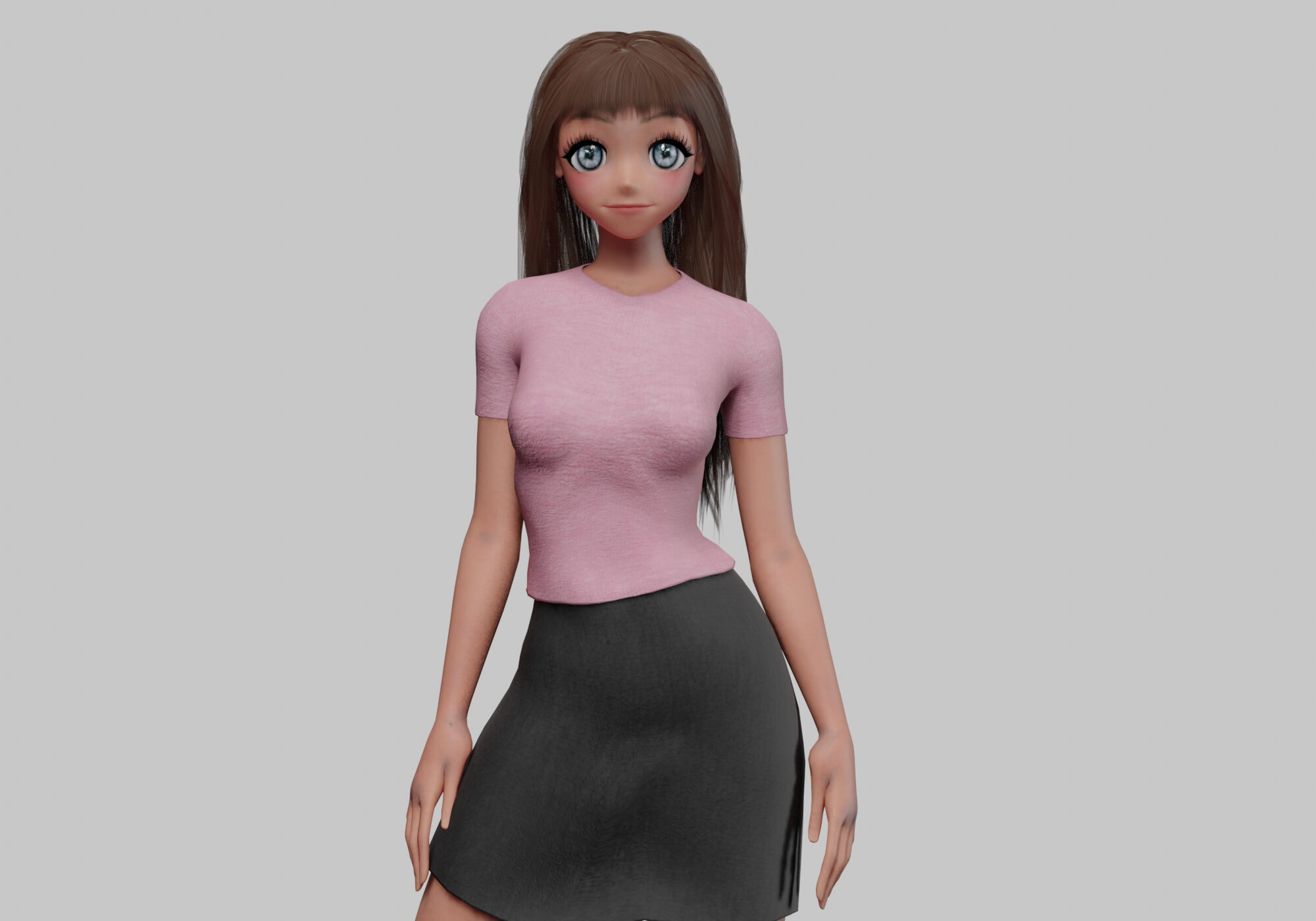 Cute Anime Girl V32189 - 3D Model by nickianimations