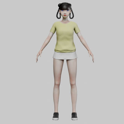 Cute Basic Girl V28726 - 3D Model by nickianimations