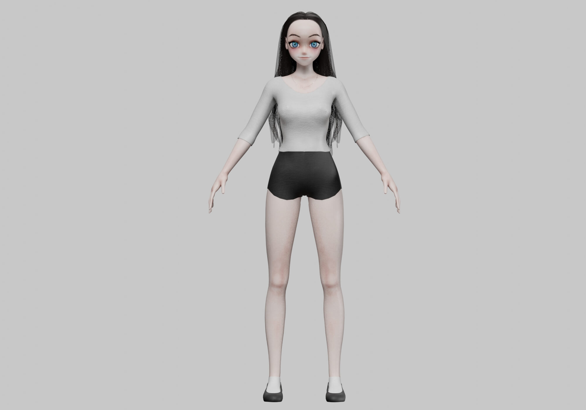 Cute Basic Girl V30321 - 3D Model by nickianimations