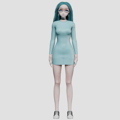 Cute Basic Girl V35992 - 3D Model by nickianimations