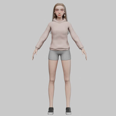 Cute Basic Woman V32675 - 3D Model by nickianimations