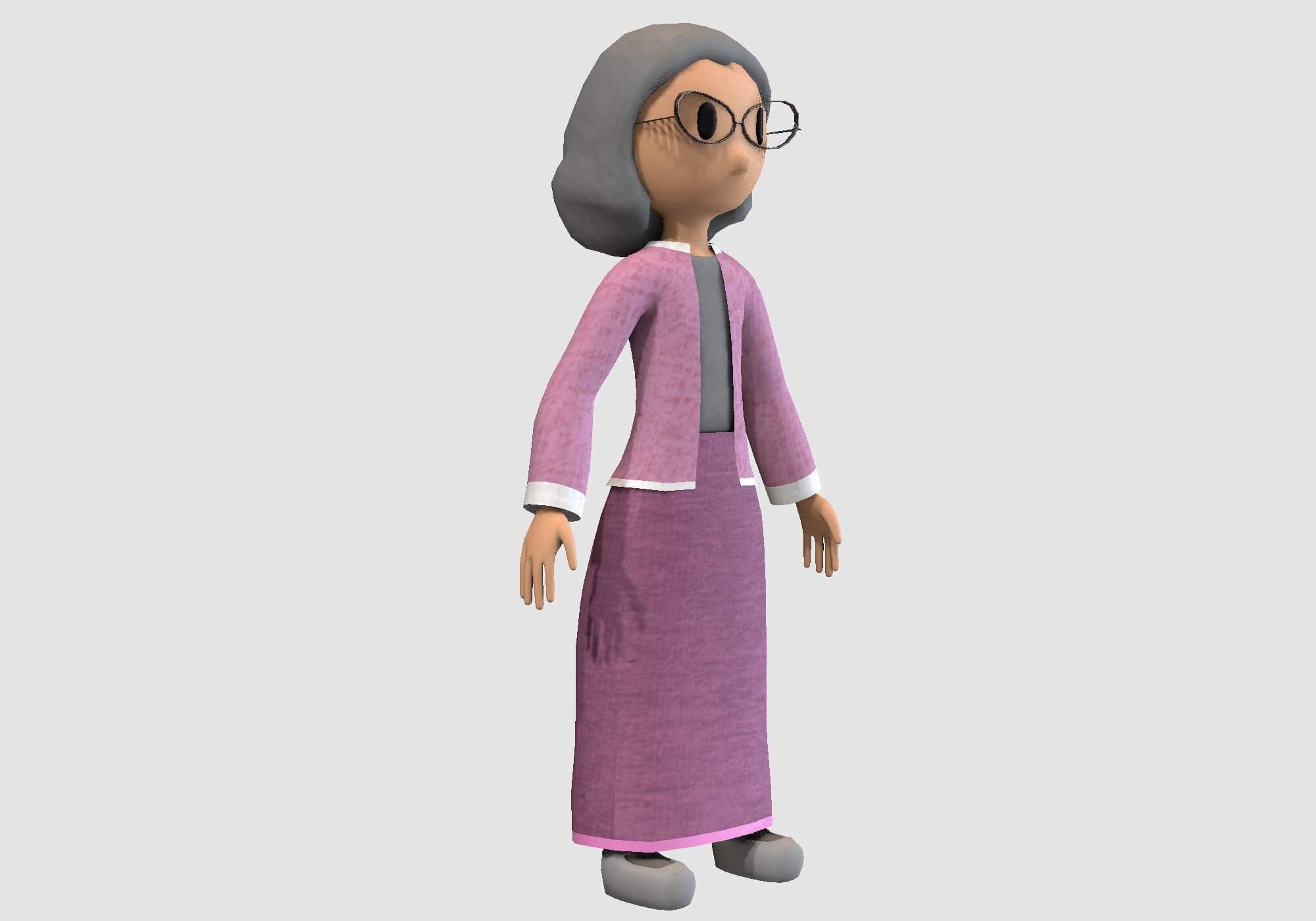 Cute Cartoon Grandmother - 3D Model by nickianimations