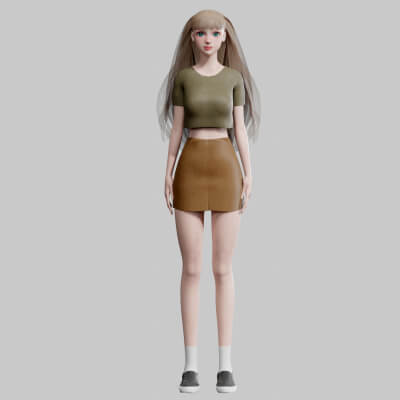 Cute Cool Woman V30300 - 3D Model by nickianimations