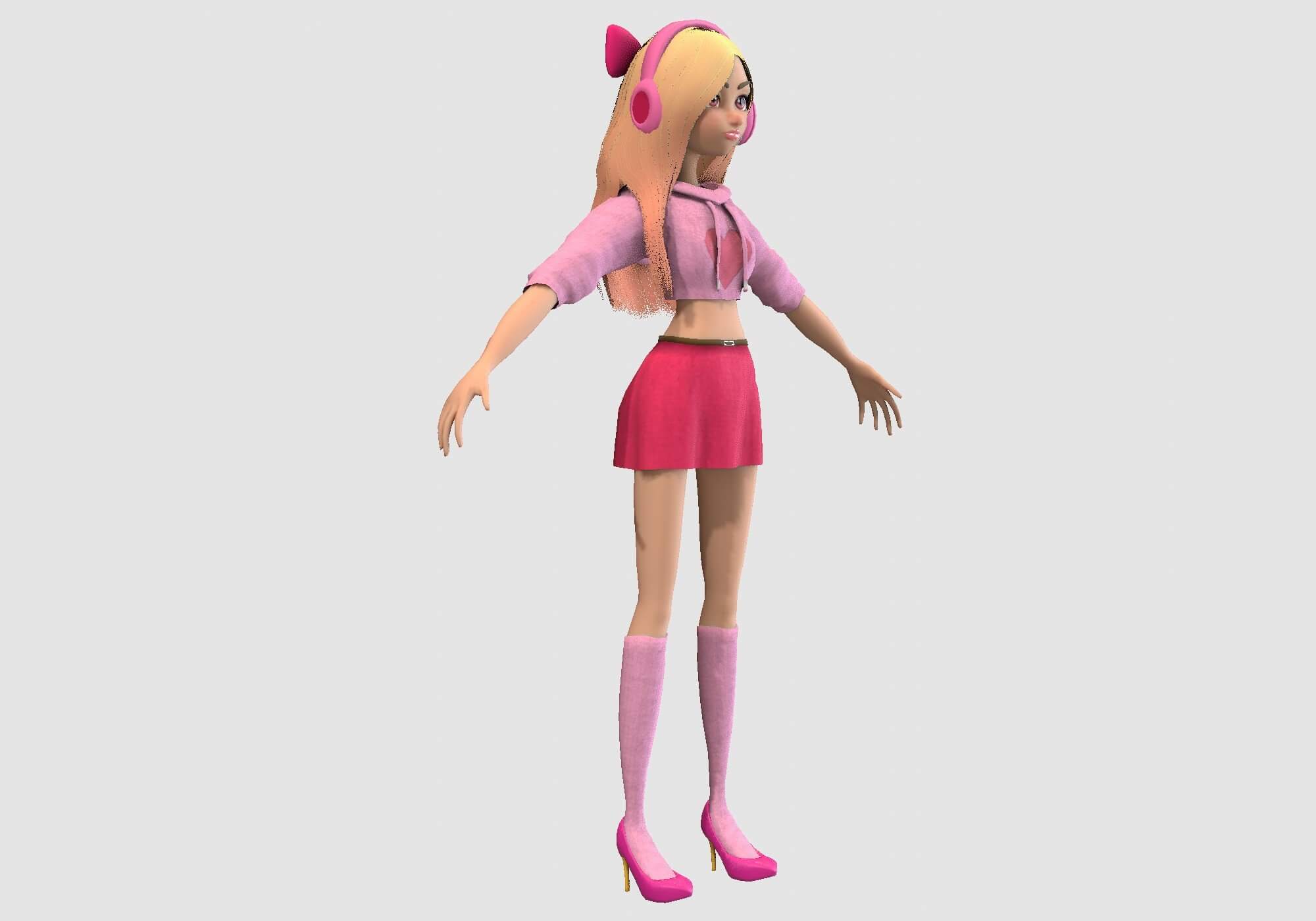 Cute Gaming Girl - 3D Model by nickianimations