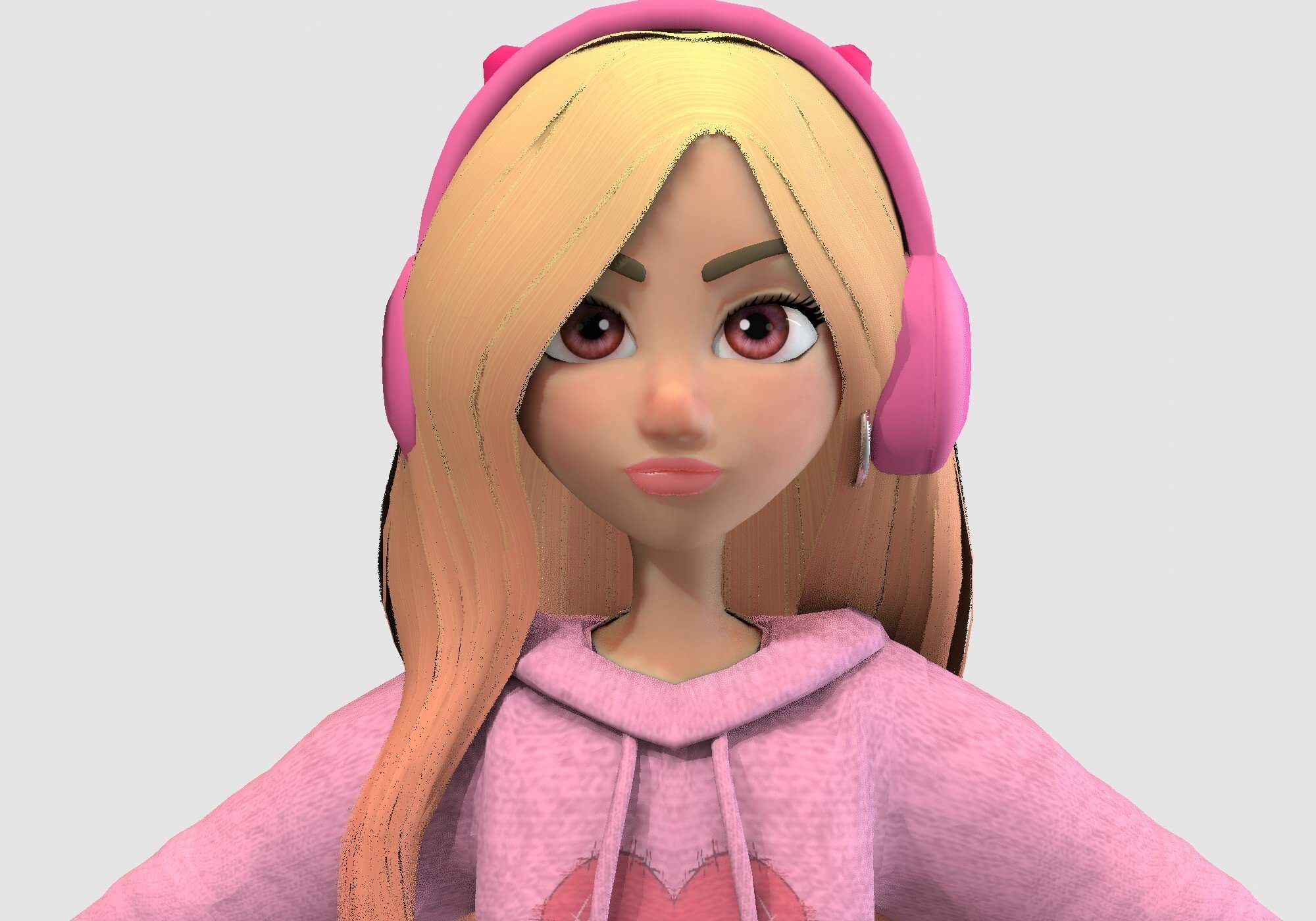Cute Gaming Girl - 3D Model by nickianimations