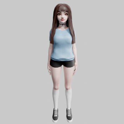 Cute Young Woman V37980 - 3D Model by nickianimations