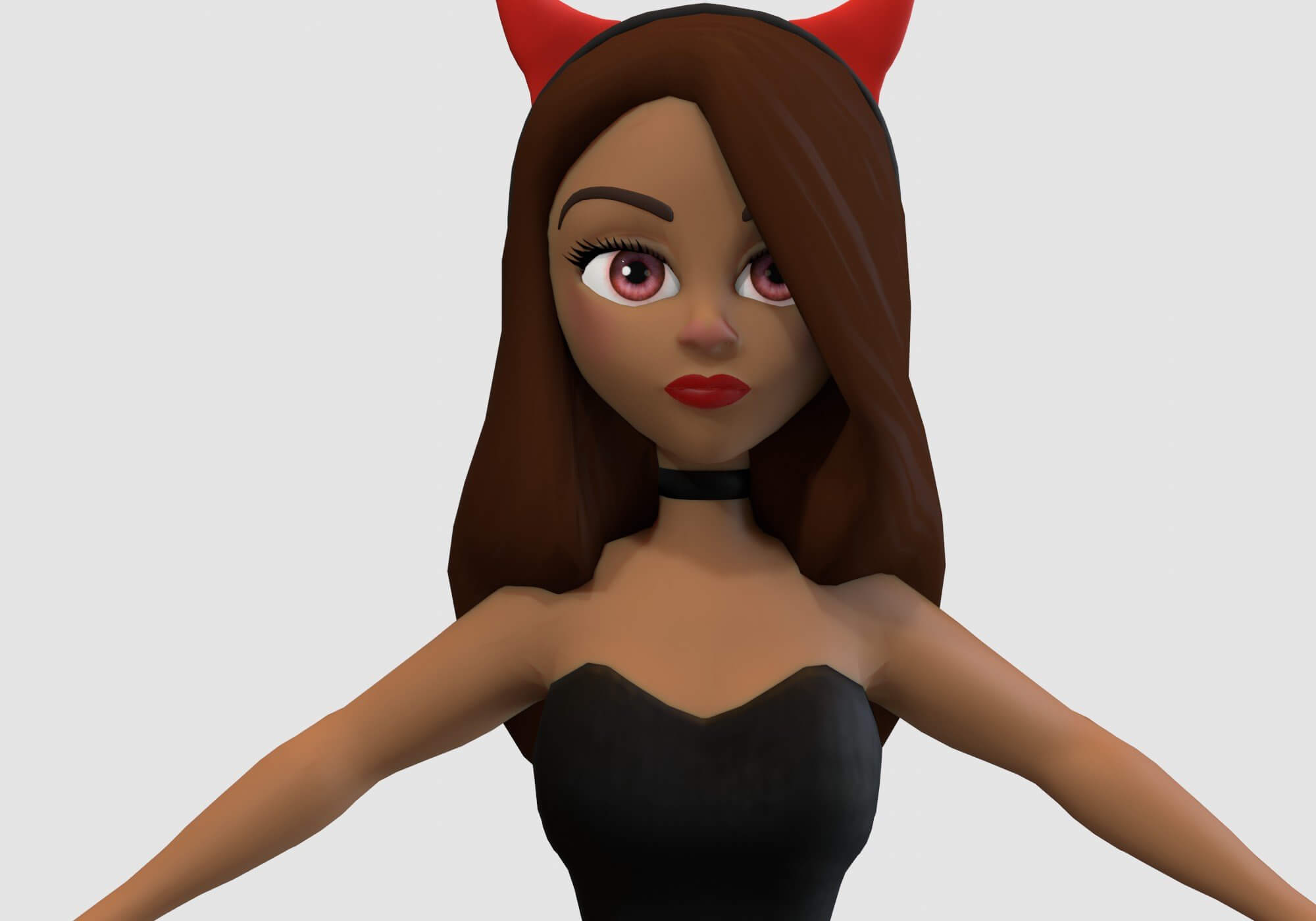 Devil Cartoon Girl - 3D Model by nickianimations