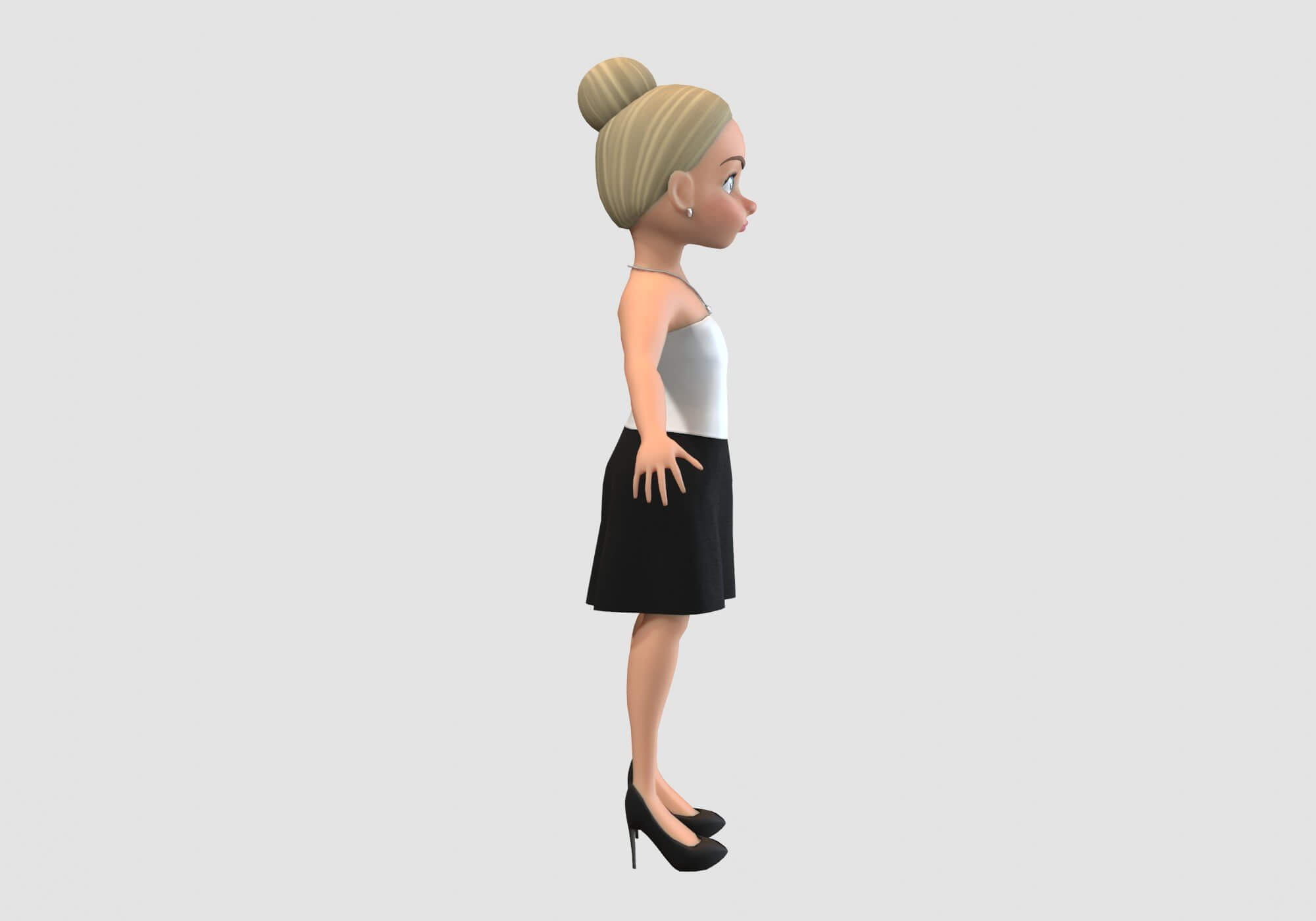Elegant Cartoon Girl - 3D Model by nickianimations