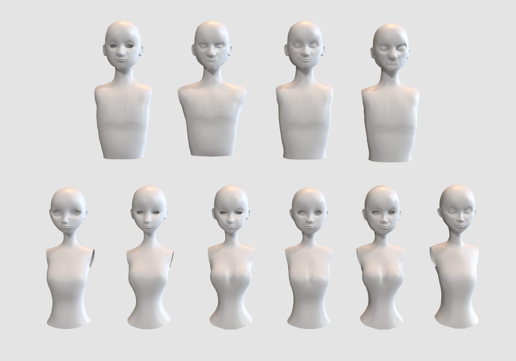 Female and Male Upper Body Collection - 3D Model by nickianimations